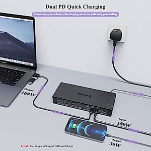 WAVLINK Enterprise-Level Universal Docking Station,20-in-1 USB-C Quad 4K Dual 5K@60Hz Display Dock with 100W Charging,4xDisplayPort(1.2),4xHDMI(2.0),2.5G Ethernet,USB 3.1/3.0-A,USB-C(PD30W)