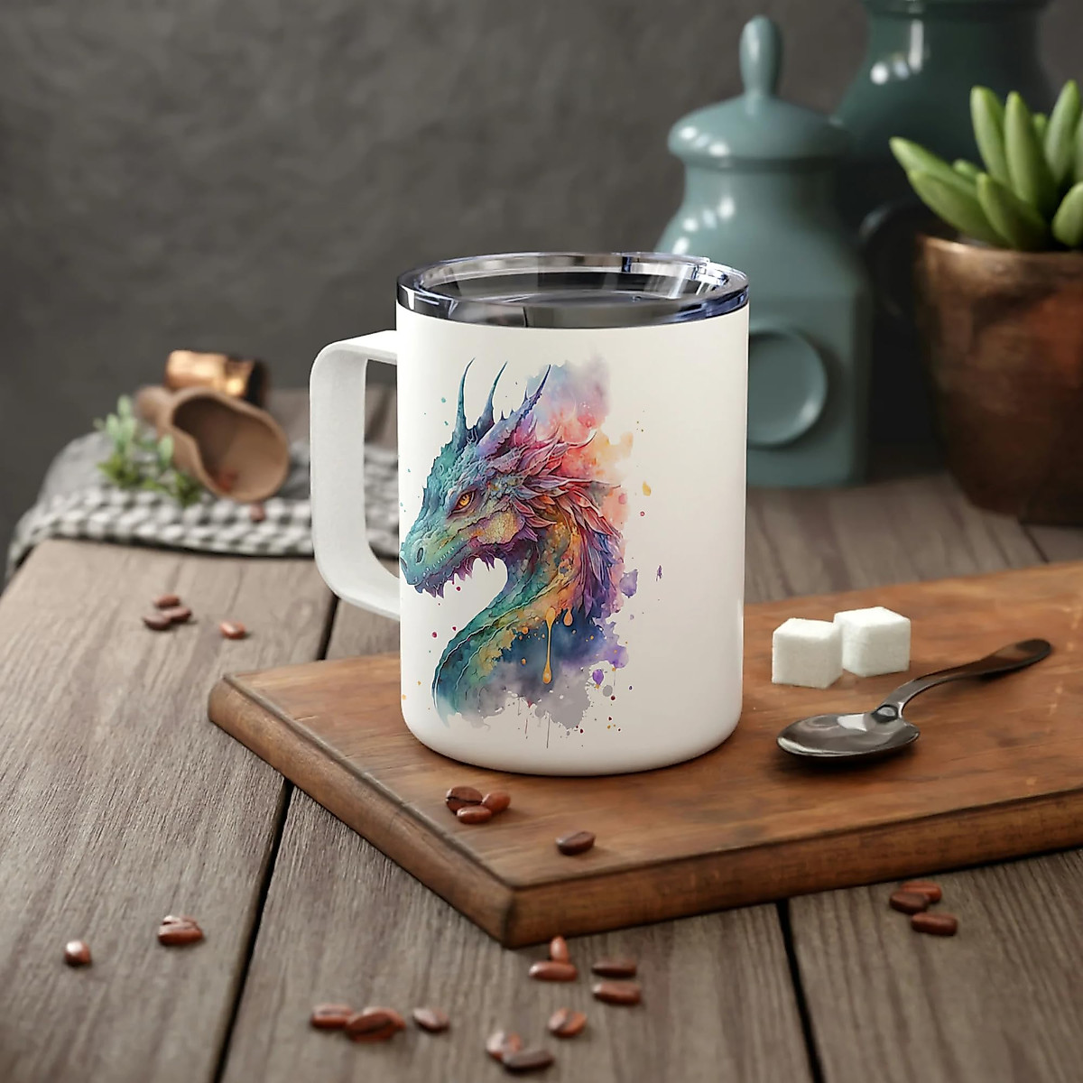 Hyturtle Dragon Cup Gifts Dragon Lover, Just A Girl Who Loves Dragons Coffee Mug Stainless Steel 12oz, Dragon Gifts For Women, Cute Animal Lover Gift For Girls, Daughter On Birthday Christmas