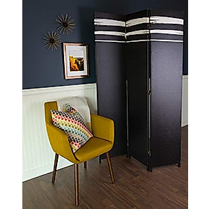 Kiera Grace Stockholm Dahl Decorative 3-Panel Room Divider for Home & Office, 47" W x 71" H x 1" L, Black