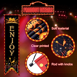 Blulu 4 Pcs Movie Night Porch Sign Now Showing Banner Movie Theme Paty Decoration Movie Vintage Theater Popcorn Enjoy Action Movies Hanging Porch Sign for Home Film Backdrop Party Supply