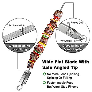 GRILLART Kabob Skewers for Grilling - Metal Skewers for Kabobs with Slider - Flat BBQ Skewers Stainless Steel - 17" Shish Kabob Grill Skewers & Ideal Kabob Sticks for Meat Shrimp Chicken Veggie(10PCS)