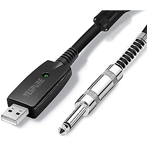 YESPURE USB Guitar Cable,Guitar Bass to USB Link Connection Cable Adapter,Professional Guitar to PC USB Link Recording Cable Lead Adaptor 2.8M/9.2FT