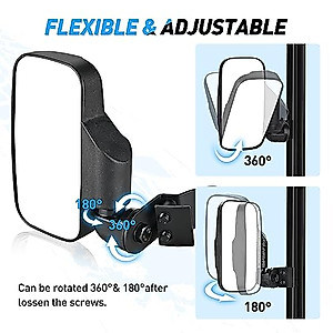 Nilight UTV Side Mirrors Compatible With 2015-2023 Polaris Ranger 1000 Can-Am Defender Maverick Trail Pro-Fit Cage Profiled Tube Adjustable Break-Away Rear View Mirror, 2 Years Warranty