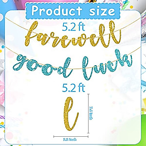 Halodete Farewell Good Luck Banner, Retirement Banner, Farewell, Going Away, Job Change, Adventure Awaits Celebration Party Garland Bunting Decorations - Gold Blue Glitter