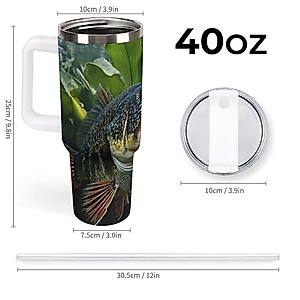 Bass Fish Print Tumbler with Handle Travel Mug Water Bottle Tea Coffee Cup White-style