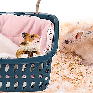 POPETPOP Hamster Plaything Rat Hammock Hanging Basket with Cushion Blanket Hamster Warm Bed Cage Habitats Plush Hideout Pet Cage Accessories for Squirrel Rat Guinea Pig Blue Pet Hanging Hammock