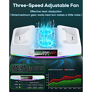 MENEEA Cooling Stand & Charging Station for Xbox Series S with 15 RGB LED Light Modes - Dual Controller Charger & Cooler Fan for Xbox Series S Accessories with 2*1400mAH Batteries and Headphone Hook