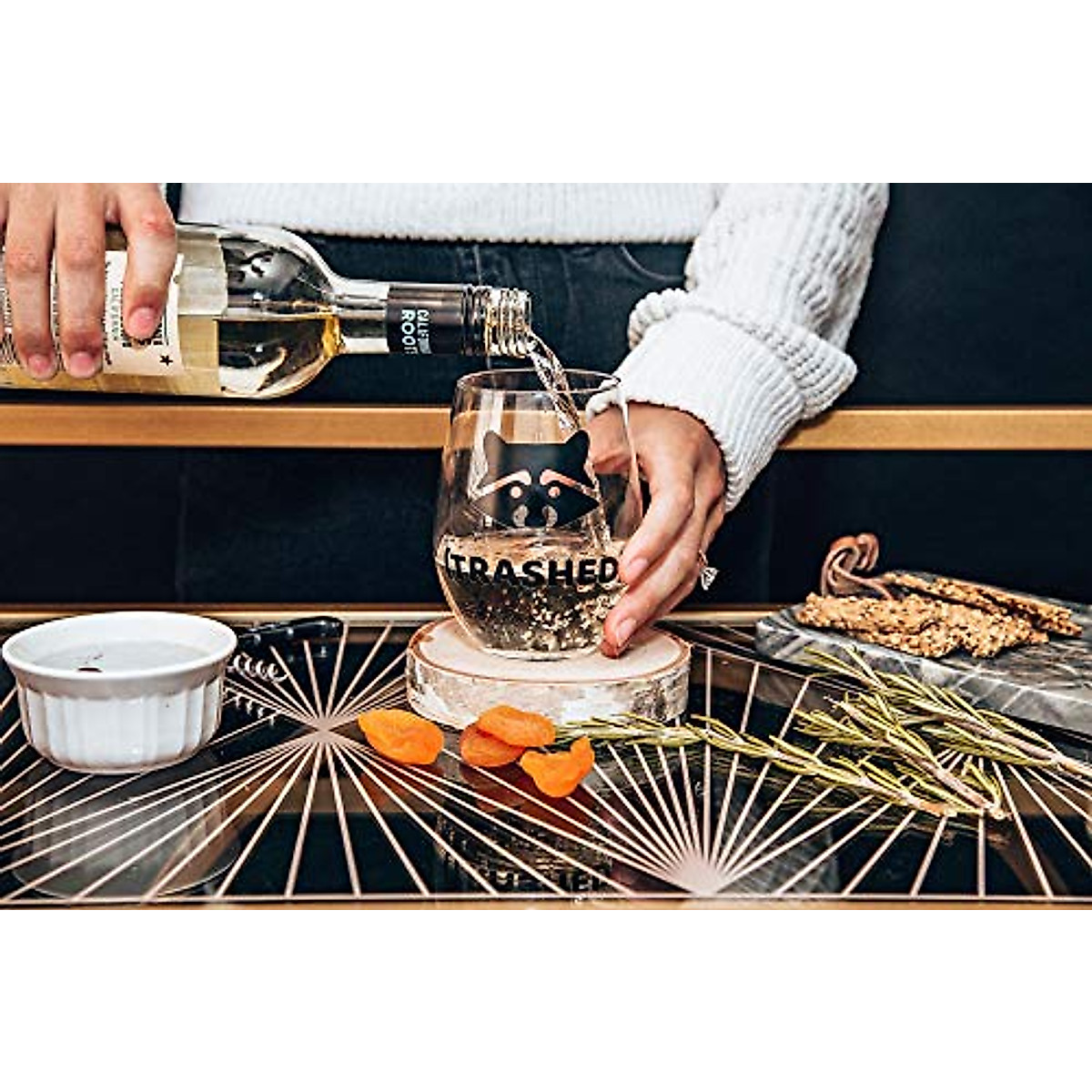 Raccoon "Trashed" Stemless Wine Glass | Holds 20 Ounces