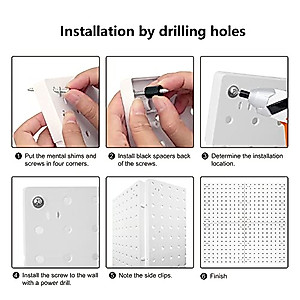 LANSI 4Pcs Peg Board, Pegboard Wall Organizer Panels, White Pegboard Wall Mount, ABS Pegboard for Craft Room Garage Kitchen Workshop, ABS Peg Boards Easy Installation (White)