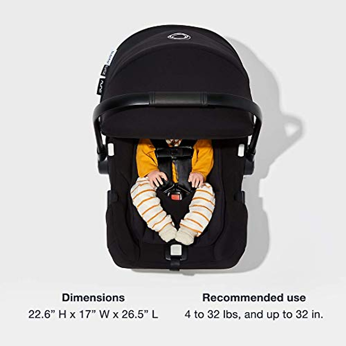 Bugaboo Turtle by Nuna Car Seat + Base - Compatible with Bugaboo Fox, Fox 2 and Lynx Strollers Only - Fits Infants 4 to 32 Pounds - 5-Point Safety Harness - Lightweight Car Seat - Black