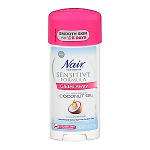 Nair Hair Remover Sensitive Glide Away Coconut Oil 3.3 Ounce (Pack of 3)