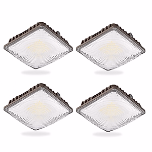 LED Canopy Light 60W, 9000LM LED Canopy Lights Outdoor, 5000K Daylight Square Canopy Gas Station Light for Carport Shop Garage Warehouse Porch Hotel Building Entrances UL Listed, 4 Pack