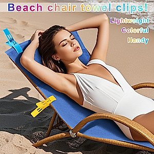 Semjikoy 8 Pack Beach Towel Clips, Plastic Chair Clips Towel Holder Clothes Pins Clothes Pegs Hanging Clip Clamps, Beach Accessories for Vacation