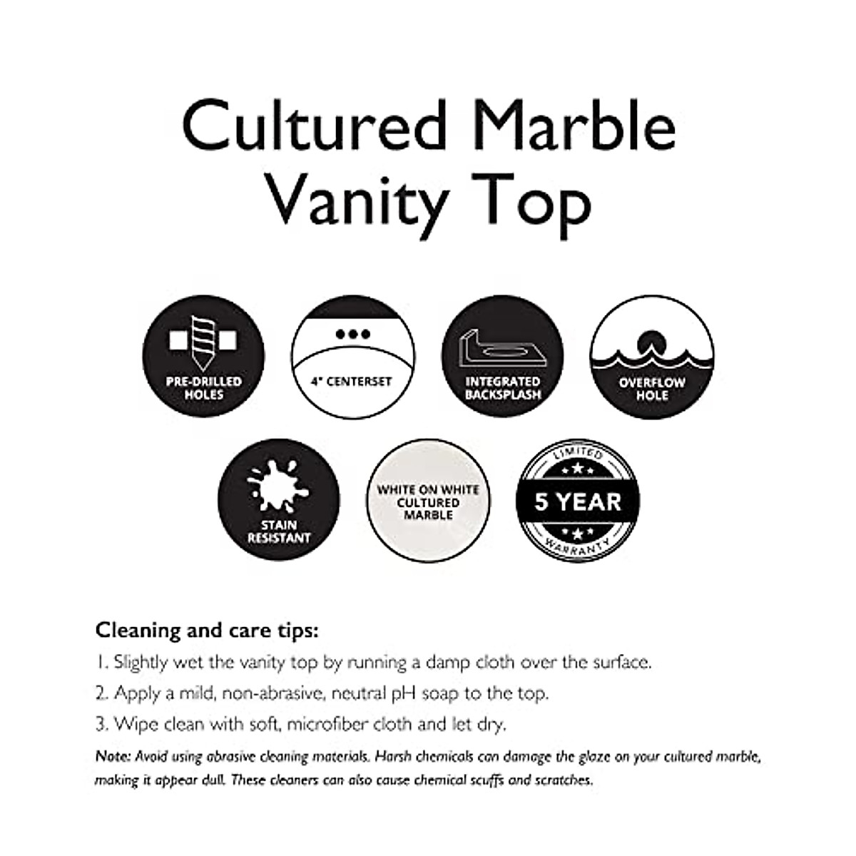 Design House 584870 Bath Shaker 2-Door Bathroom Vanity with Cultured Marble White Top, 4-Inch Centerset, 2 Piece