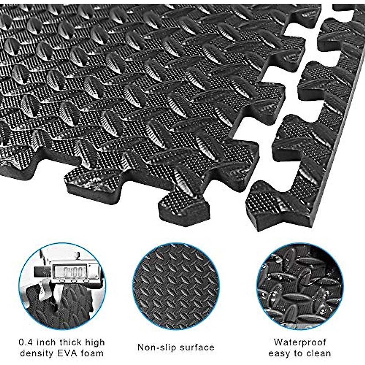 StillCool Puzzle Exercise Floor Mat, EVA Interlocking Foam Tiles Exercise Equipment Mat with Border - for Gyms, Yoga, Outdoor Workout