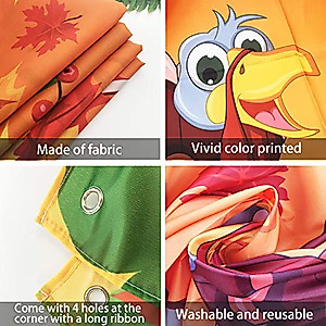 Thanksgiving Decorations Happy Thanksgiving Banner Backdrop Fall Pumpkin Turkey Autumn Maple Leaves Photography Background Harvest Party Supplies Table Banner Photo Booth Props