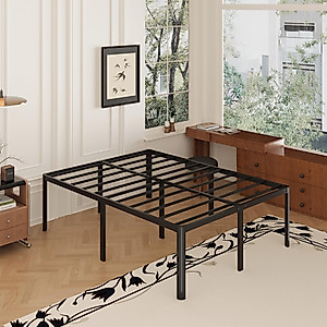 Yicensen 24 Inch High Queen Bed Frame Rounded Corner No Box Spring Needed, Heavy Duty Metal Queen Size Platform Bed Frame, Easy Assembly, Noise Free, Black