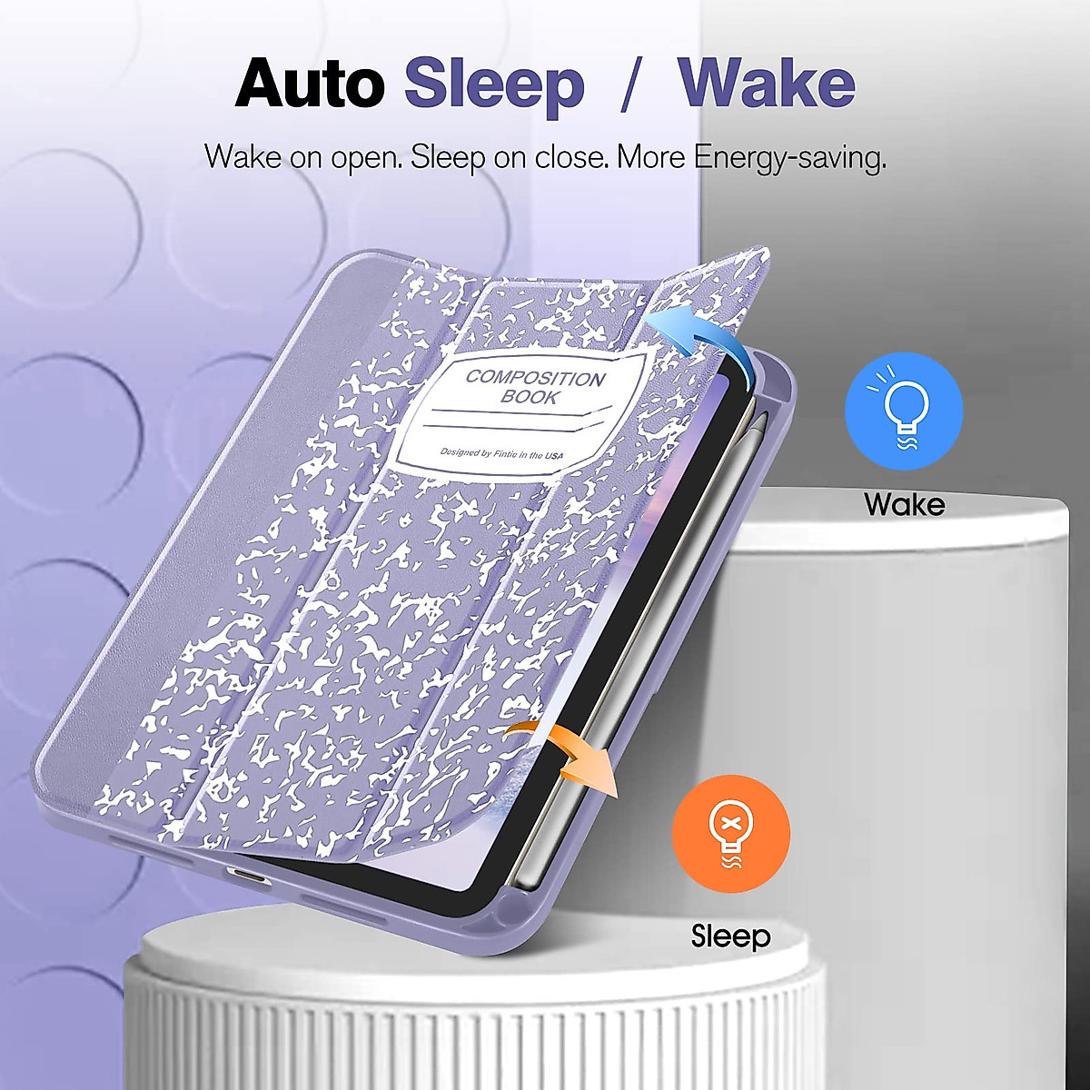 Fintie SlimShell Case for iPad Mini 7 (A17 Pro) 2024 / iPad Mini 6 2021 - [Built-in Pencil Holder] Soft TPU Protective Stand Back Cover for iPad Mini 7th/6th Generation 8.3 Inch, Composition Lilac