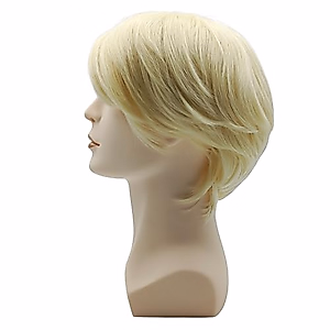 FESTIVAL PARTY Blonde Super Star Short Wig, for Men and Women, Heat Resistant Fiber Synthetic, Costume Halloween Cosplay and Party
