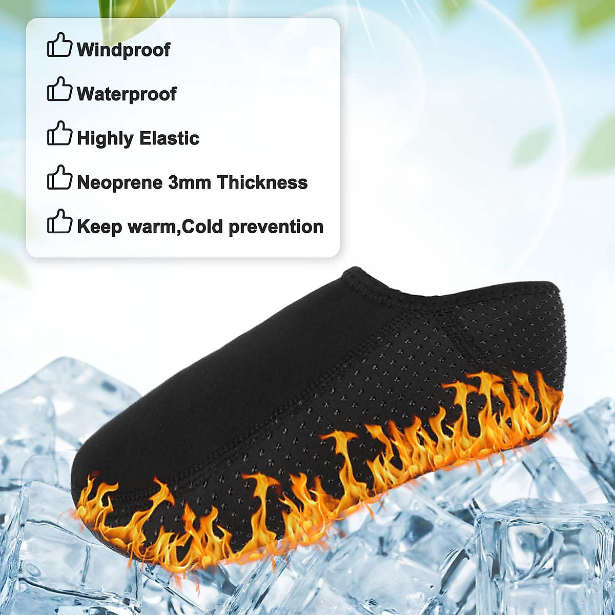 Palksky 1 Pairs Neoprene Cold Plunge Socks, Ice Bath Socks, Neoprene Booties Cold Water, Cold Plunge Tub Accessories, Reusable Toe Warmers for Cold Coolers, Ice Baths at Home(L)
