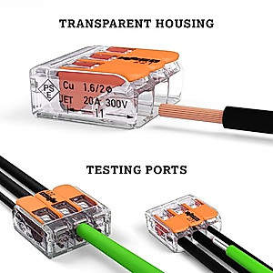 WAGO 221-413 Compact Lever-Nuts® Splicing Connectors, 3-Conductor, 24-12 AWG, 2500pcs