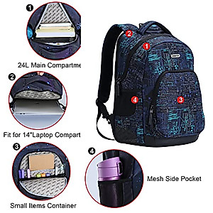 UNIKER School Backpack Men,High School Backpacks Blue,Backpack with Laptop Compartment,Bookbags for Middle School