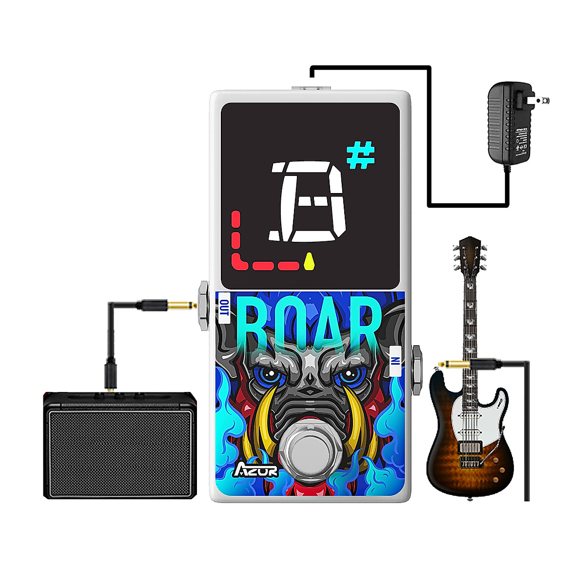 AZOR Tuner Pedal Boar Chromatic Guitar Deluxe Tuner Pedal High Precision for Guitar and Bass True Bypass AP512