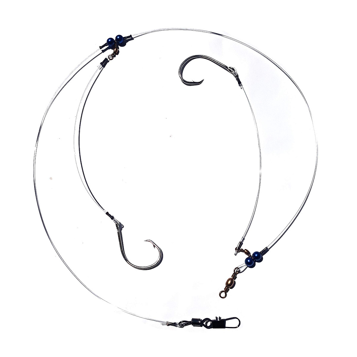 Stellar Double Drop Drum Leaders (Blue), Saltwater Fishing Rig, Circle Hooks 100 lb. Mono (5/0 Hooks, 1 Pack)