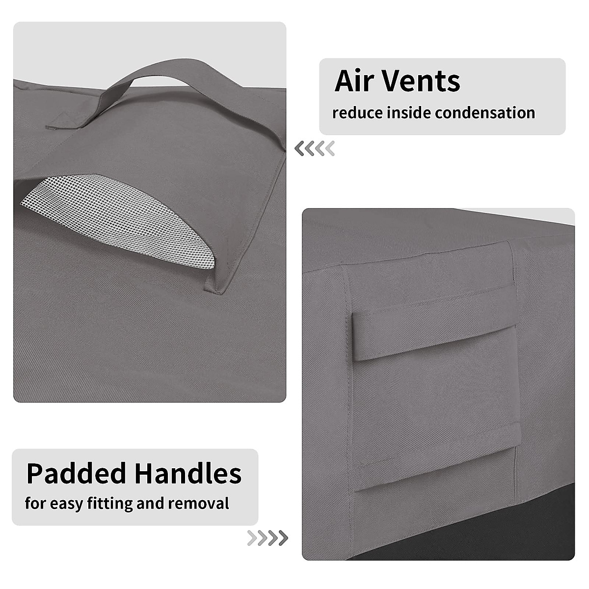 Easy-Going Outdoor Ottoman Cover, Waterproof Patio Ottoman Cover, Heavy Duty Outdoor Furniture Cover with Padded Handles (2 Pack-25"x25"x17", Gray/Black)