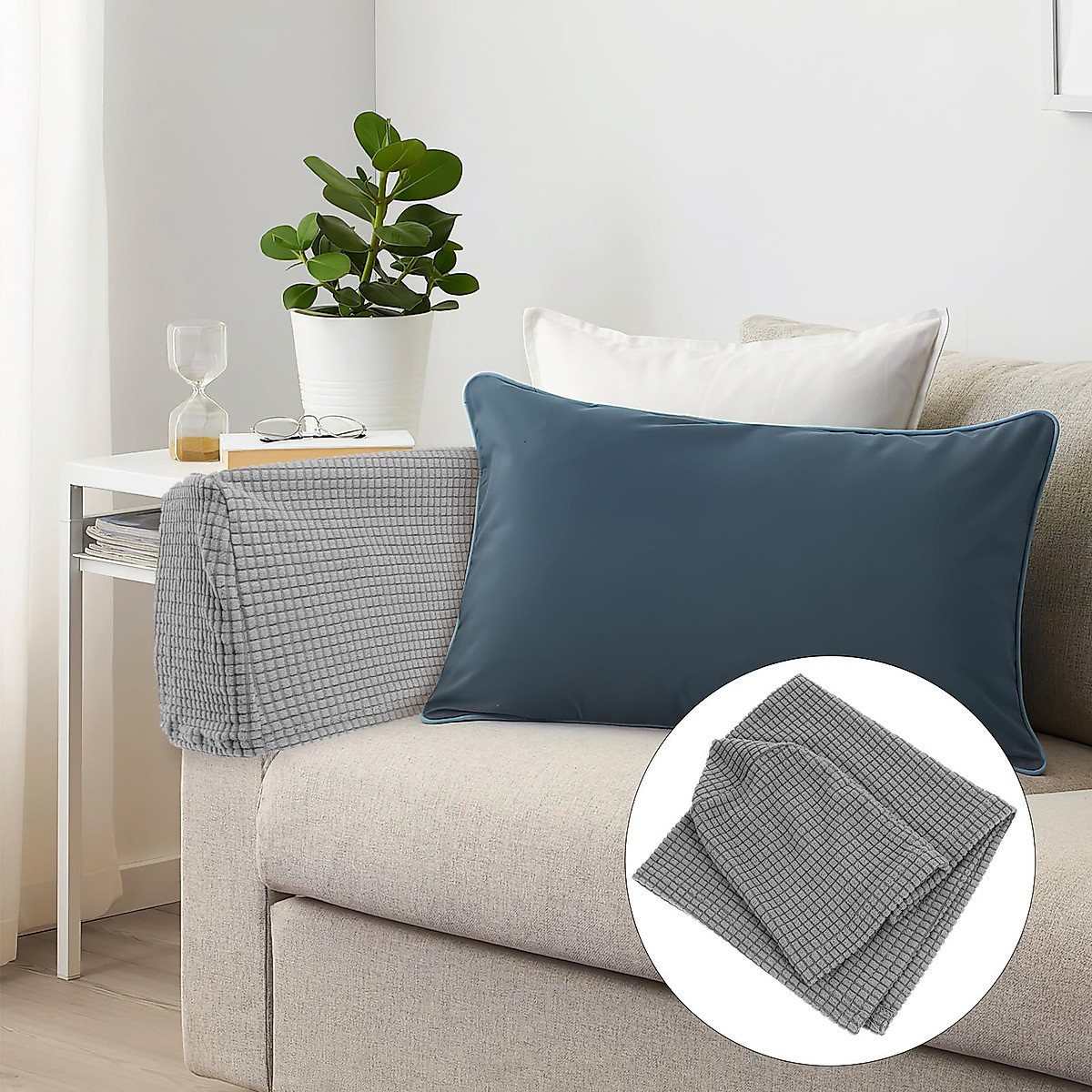 BESPORTBLE Chair Arm Covers Protectors 2pcs Chair Arm Protectors Universal Elastic Sofa Stretch Armrest Cover Sofa Side Towels Office Recliner Couch Loveseat Cloth(Light Grey) Chair Arm Covers