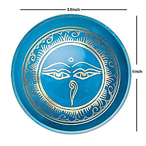 Tibetan Singing Bowl Set Blue - Easy To Play for Beginners - Authentic Handcrafted Mindfulness Meditation Holistic Sound 7 Chakra Healing Gift by Himalayan Bazaar