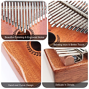HONHAND Kalimba 17 Keys Thumb Piano, Easy to Learn Portable Musical Instrument Gifts for Kids Adult Beginners with Tuning Hammer and Study Instruction. Known as Mbira, Wood Finger Piano