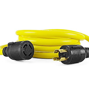 HENGYI Name L14-30P to L14-30R Heavy Duty Generator Locking Power Cord,Generator Extension Cord,SJTW 10GUAGE,Generator Power Cord up to 7500W,30A,Yellow,4 Prong,10FT