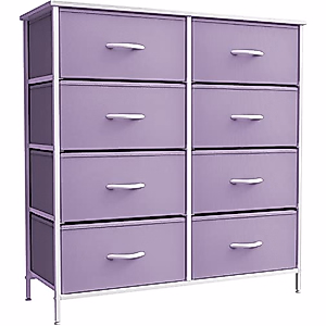 Sorbus Kids Dresser with 8 Drawers and 2 Drawer Nightstand Bundle - Matching Furniture Set - Storage Unit Organizer Chests for Clothing - Bedroom, Kids Rooms, Nursery, & Closet (Purple)