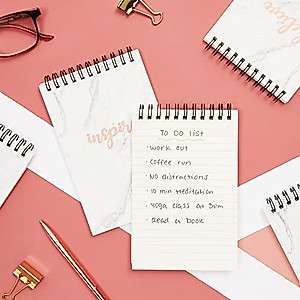 Paper Junkie 12-Pack Small Spiral Bound Motivational Notebooks, 4x6-Inch Bulk Marble Pink Note Pads, 50 Sheets Each, Inspirational Notepads, Imagine, Believe, Inspire, Dream Cover Designs