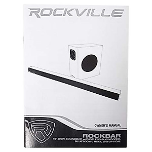 Rockville ROCKBAR 40" 400W Soundbar W/Wireless Subwoofer/Bluetooth/HDMI/Optical, Black