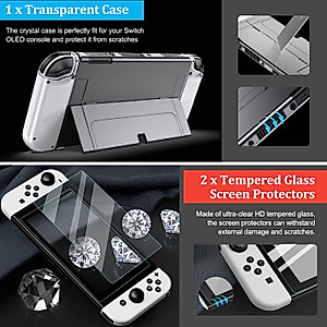 Switch OLED Accessories Bundle, innoAura 20 in 1 Switch OLED Accessories Kit Include Wrist Straps, Switch Carry Case, J-con Charging Dock, J-con Grips & Racing Wheels
