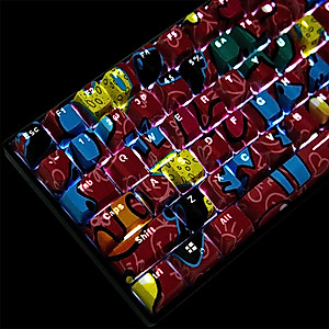 UniCusMech ABS Keycaps 104 Keys OEM Profile Gaming Keycap Set Backlight Frosted Thickened for Cherry MX Gateron Kailh Switch Mechanical Keyboard(Red)