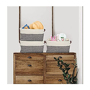 WOOROLL Set of 4 Fabric Storage Bins With Handles, Collapsible Storage Baskets For Organizing, Small Storage basket For Shelves, Closets, Laundry, Nursery