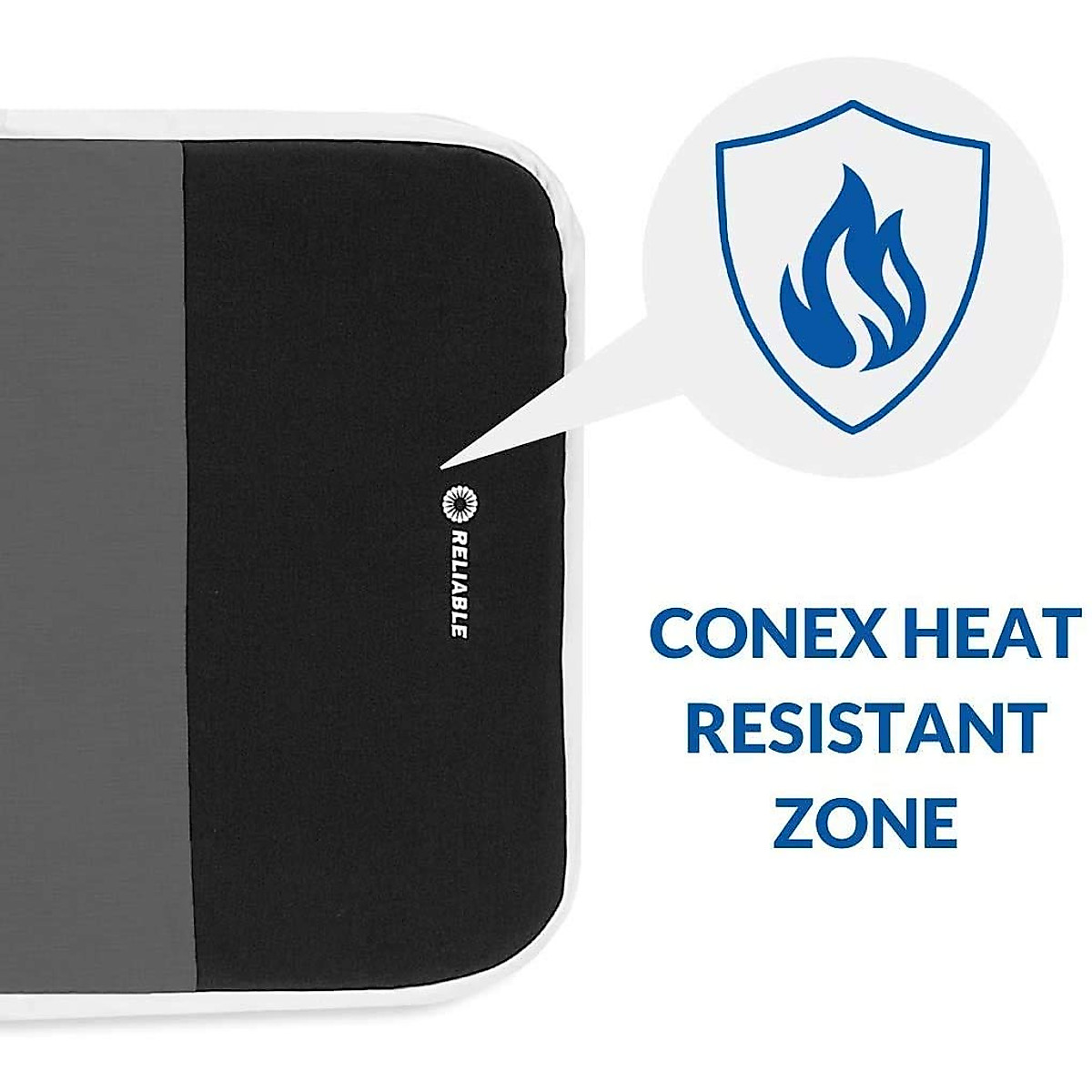 Reliable 220IB Home Ironing Board - Made In Italy Portable Ironing Board with Vera Foam Memory Foam Cover Pad and Conex Heat Resistant Zone, 7 Step Height Adjustment, Strong Iron Rest and Laundry Rack