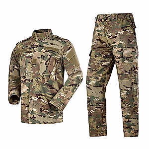 Mens Military Uniform Camouflage Jacket & Pants Set Training Shirt Hunting Paintball Pants