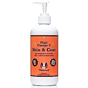 Natural Dog Company Skin & Coat Oil (16 oz.), Supports Skin Health, Fish Oil Supplements for Dogs, Soft and Silky Coat, Salmon Oil & Flaxseed Oil, Fatty Acids, Bottle of Dog Fish Oil with Pump