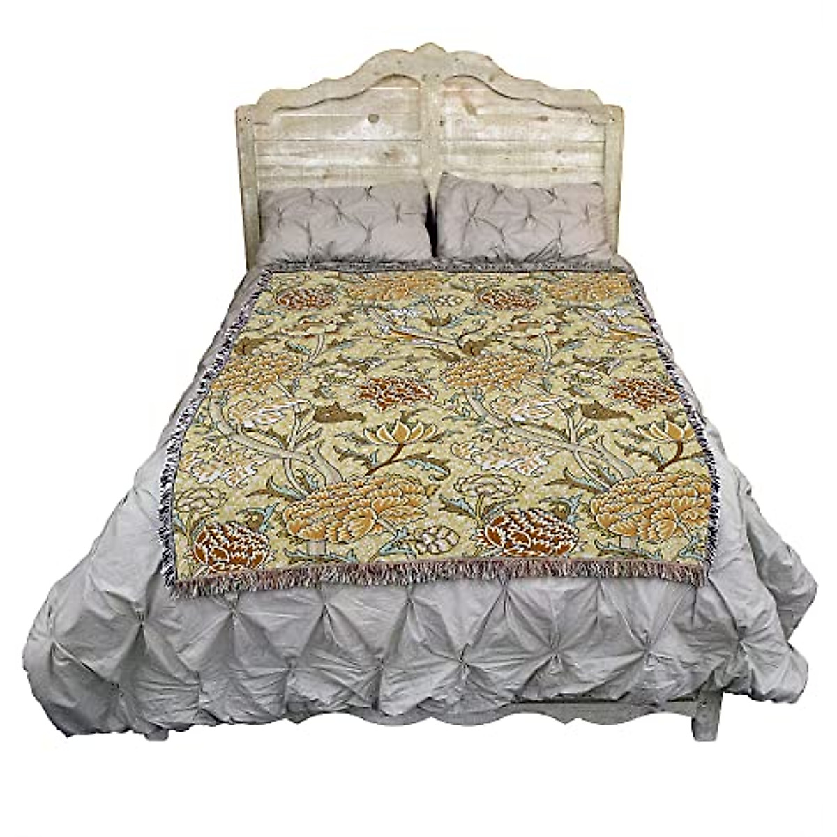 Pure Country Weavers William Morris Cray Butterscotch Blanket - Arts & Crafts - Gift Tapestry Throw Woven from Cotton - Made in The USA (72x54)