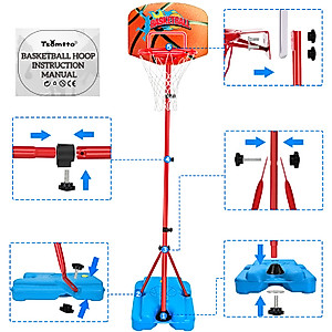 Toddler Basketball Hoop Stand Adjustable Height 2.5 ft -6.2 ft Indoor Basketball Goal Toy with Ball Pump for Kids Boys 2 3 4 5 6 7 8 Years Old Indoor Outdoor Toys Age 1-3 4-8 Yard Games Gifts