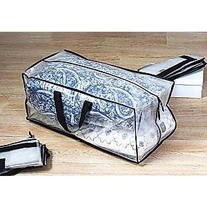 (4 ct) Clear Heavy Duty Extra Large WOVEN FABRIC Storage Bags, Clear Moving Bags, EXTRA LARGE SIZE: 29" L X 18" H X 13.5", Totes with Zippers for Clothing Blanket Storage, Dorm College Moving Supplies Boxes, Clothes Storage Bins (4), bolsas para guardar r