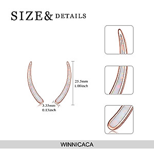 WINNICACA Ear Cuffs Hoop Climber Earrings for Women Sterling Silver Created Opal Crawler Climber Earrings Rose Gold Earrings for Women