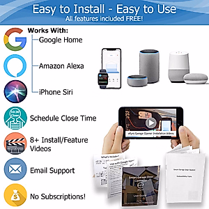eKyro Smart Garage Door Opener - Universal WiFi Remote Controller Compatible with Alexa, Google Home, iPhone, Siri, Android, Door Left Open Alert, Door Security Systems, Updated Model