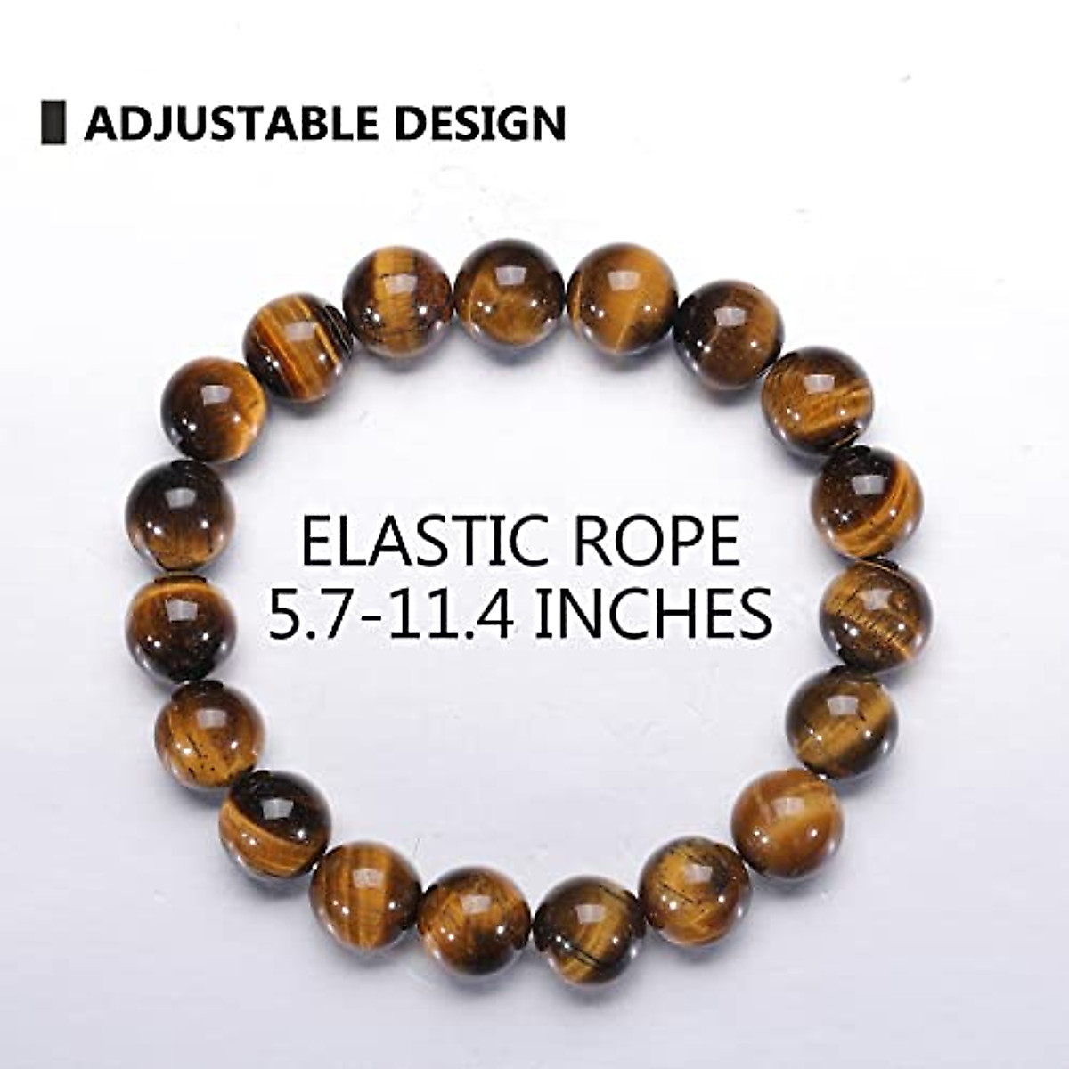 VIVISWAN Natural 10-12mm Gorgeous Semi-Precious Gemstones Healing Crystal Stretch Elastic Beaded Bracelet Unisex Yoga Meditation Relax Anxiety Bangle for Womens Mens