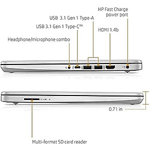 HP Newest 14 Flagship Laptop Computer 14" Diagonal Full HD IPS Display Intel Pentium Silver Quad-Core N5000 4GB DDR4 64GB eMMC USB-C BT 5.0 Office 365 Win10 + HDMI Cable