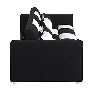 YESER Twin Sofa Bed, Sleeper Sofa Couch with Pullout Bed, Teddy Fabric Sleeper Chair Lounge Sofa, Adjustable Pull Out Couch Home Sofa Living Room, Loveseat Sofa 3 in 1convertible Sofa Bed, Black